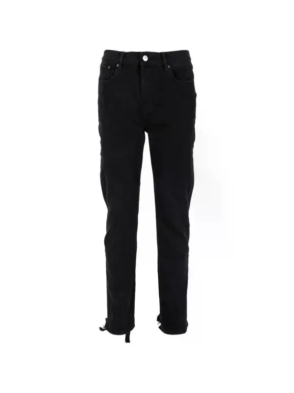 Balenciaga Distressed Hem Cotton Jeans - Black