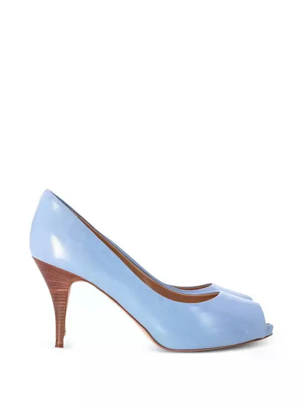 GIUSEPPE ZANOTTI Peep-toe Leather Pumps - Blue