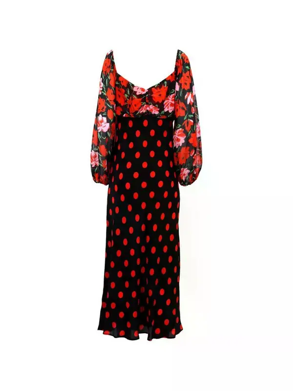 Rixo Polka-dot Midi Dress