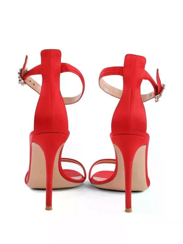 GIANVITO ROSSI Satin Heeled Sandals With Crystal Embellishments