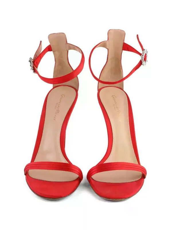 GIANVITO ROSSI Satin Heeled Sandals With Crystal Embellishments