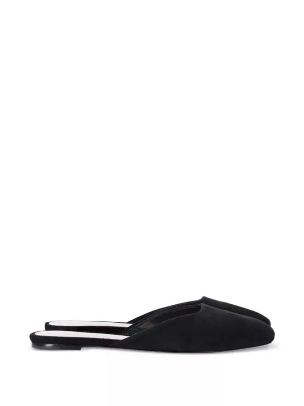 PORTE & PAIRE Square-toe Suede Mules - Black