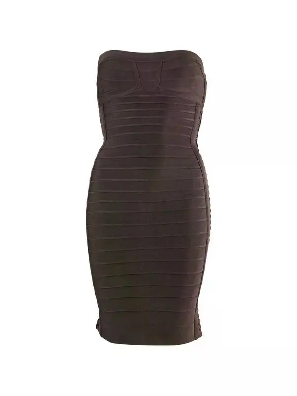 Herve Leger Strapless Midi Dress - Brown