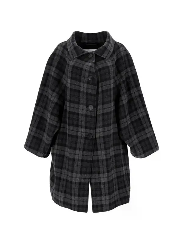 Balenciaga Flannel Checked Coat - Black