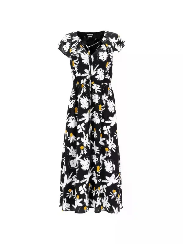 JASON WU Floral-print Midi Dress - Black