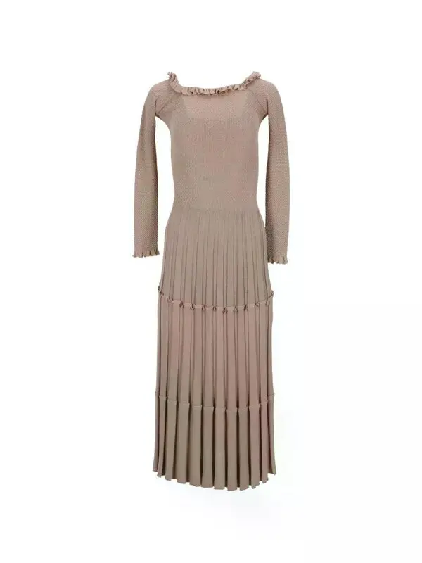 Altuzarra Pleated Knit Midi Dress - Neutrals