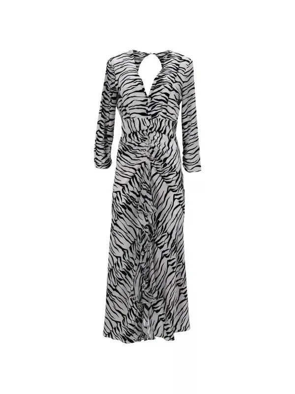 Rixo Ruffled Zebra-print Maxi Dress - White