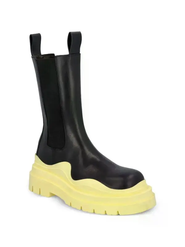Bottega Veneta Tire Leather Flatform Chelsea Boots - Black