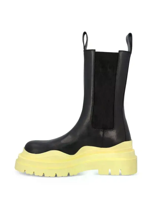 Bottega Veneta Tire Leather Flatform Chelsea Boots - Black