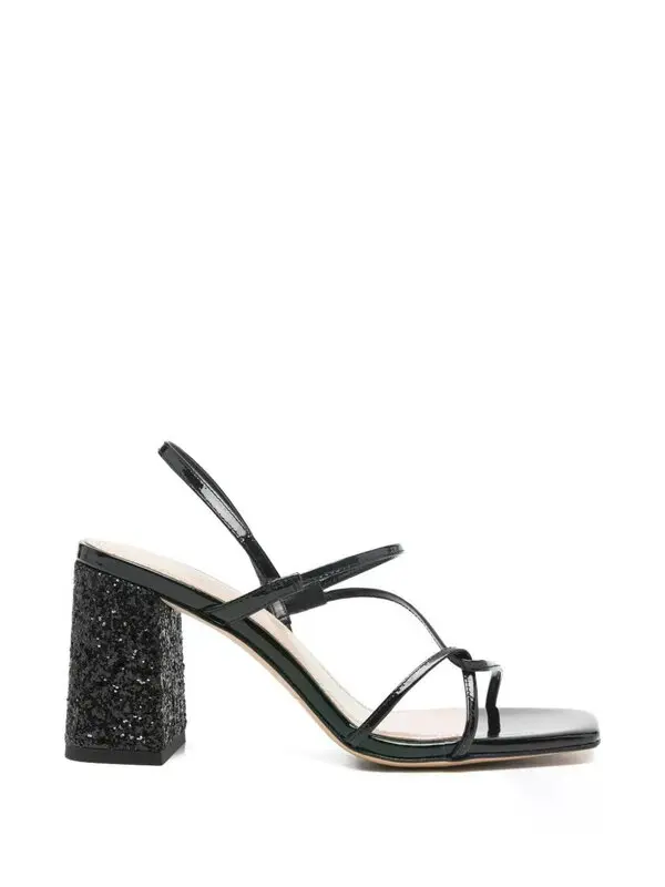 Sandro Glitter Block-heeled Sandals - Black