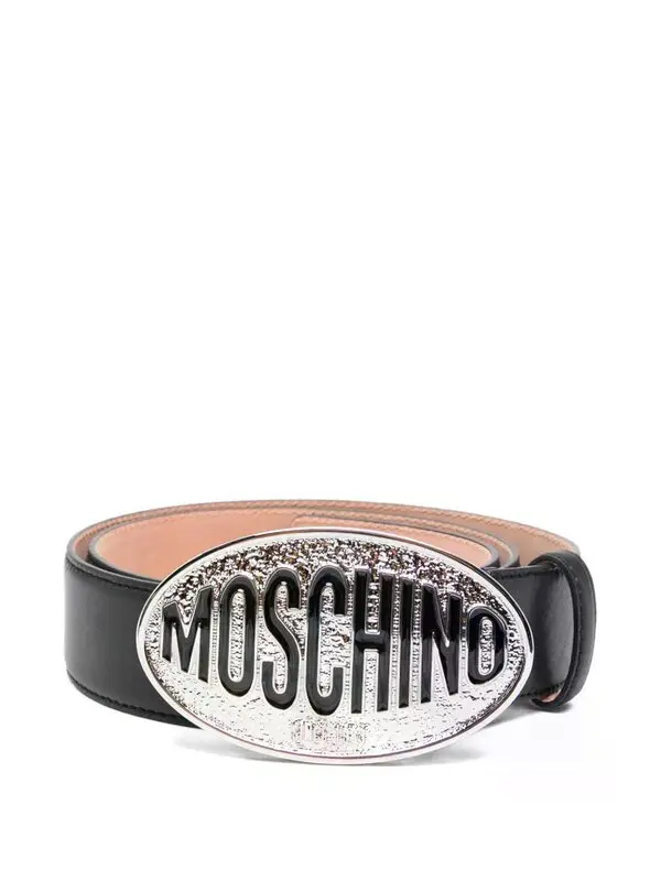 Moschino Leather Belt With Oval Buckle - Black