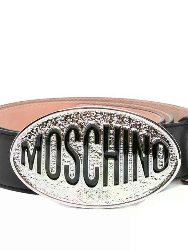 Moschino Oval Buckle Leather Belt