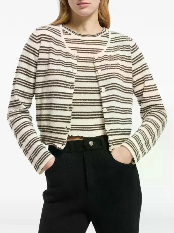 BARRIE Striped Cashmere Cardigan