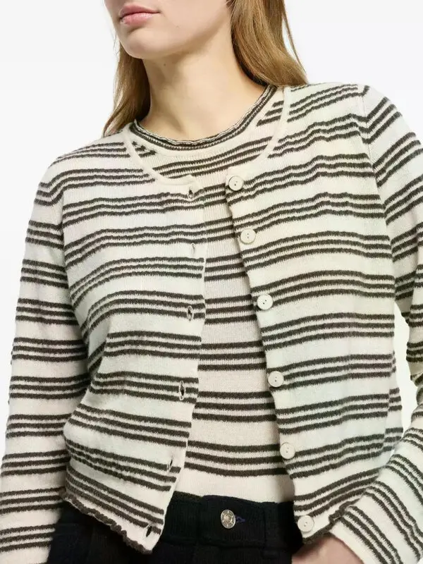 BARRIE Striped Cashmere Cardigan