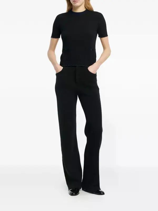BARRIE Ribbed Detailing Top - Black