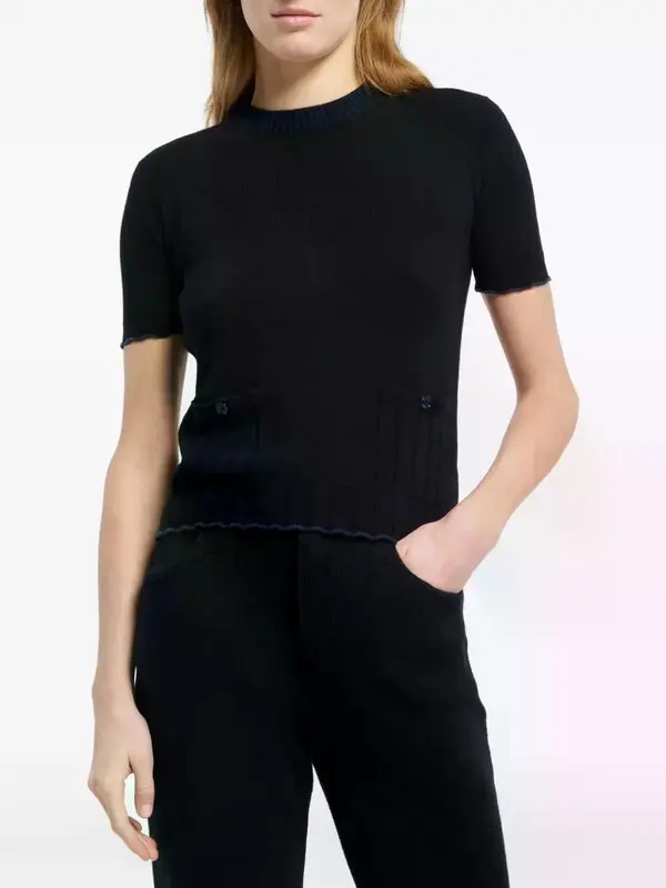 BARRIE Ribbed Detailing Top - Black