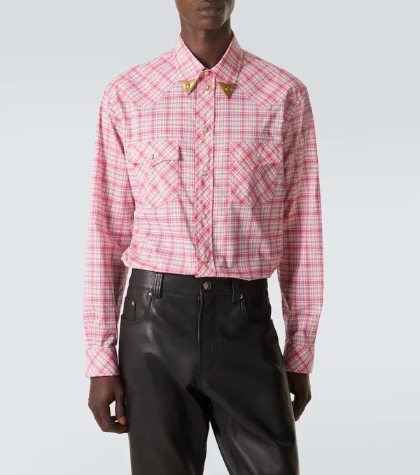 Versace Checked Cotton Poplin Shirt