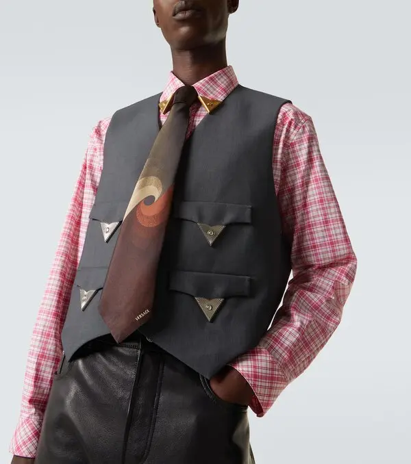 Versace Checked Cotton Poplin Shirt