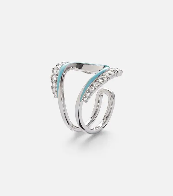 KAMYEN Moonlight 18kt White Gold Diamond And Enamel Ring