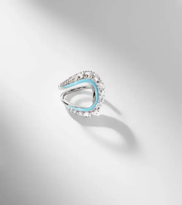 KAMYEN Moonlight 18kt White Gold Diamond And Enamel Ring