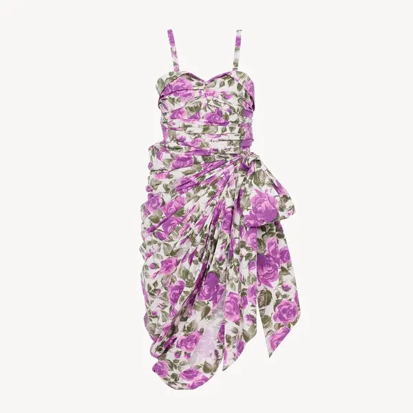 Chloé Wrapped Bustier Midi Dress In Poplin - White - Purple