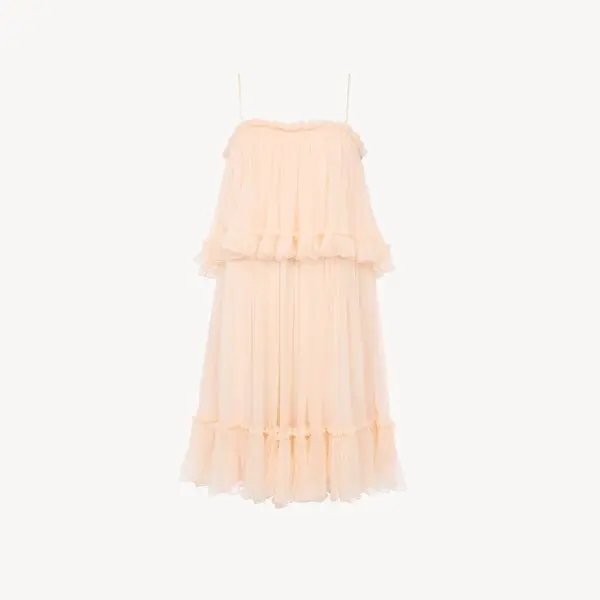 Chloé Thin-strap Mini Dress In Mousseline - Powdery Pink