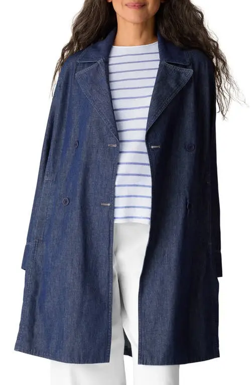 Eileen Fisher Double Breasted Denim Trench Coat