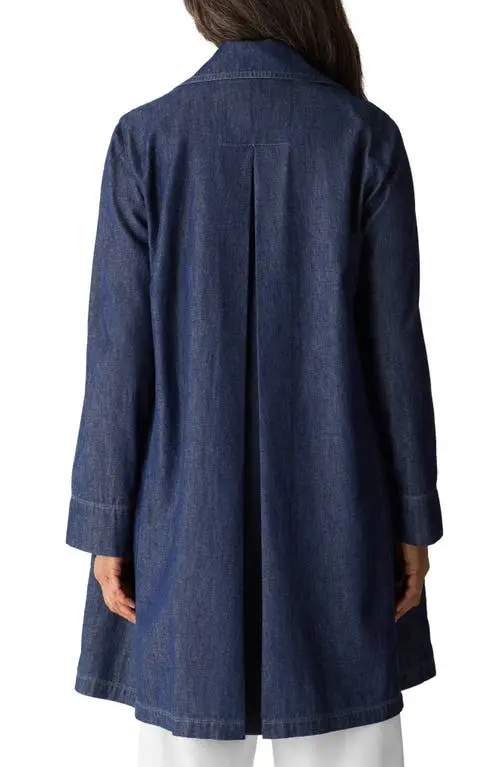 Eileen Fisher Double Breasted Denim Trench Coat