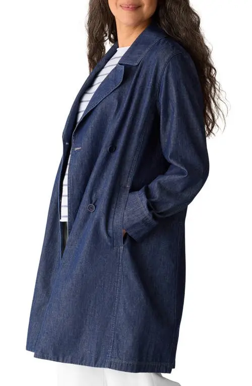 Eileen Fisher Double Breasted Denim Trench Coat