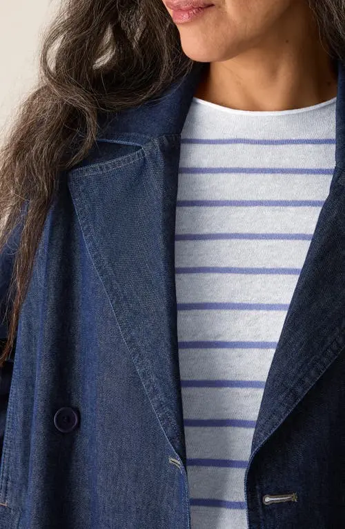 Eileen Fisher Double Breasted Denim Trench Coat
