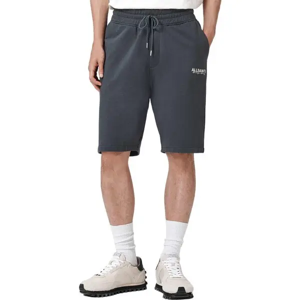 ALLSAINTS Emblem Relaxed Fit Cotton Sweat Shorts - Washed Black