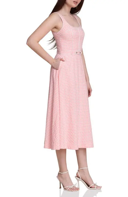 Avec Les Filles Gingham Midi Dress With Bustier Bodice