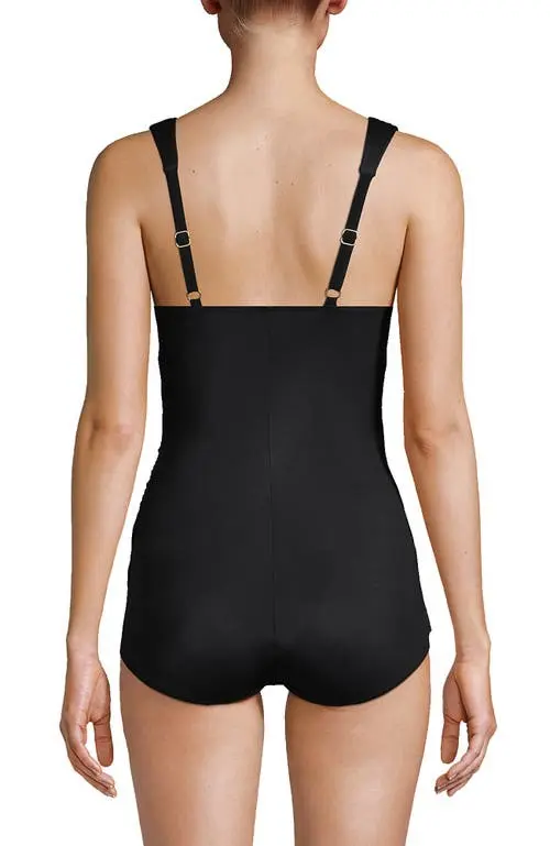 LANDS' END Slendersuit V-neck Skirted One Piece