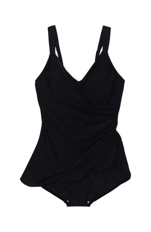LANDS' END Slendersuit V-neck Skirted One Piece