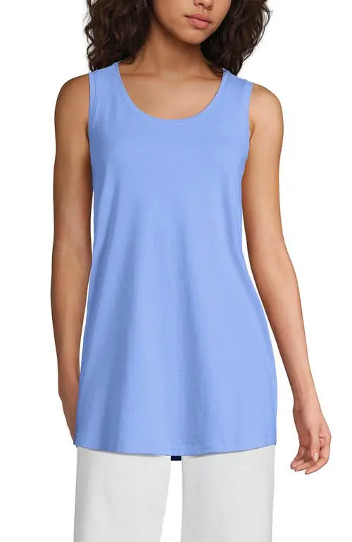 LANDS' END Supima Cotton Tunic Tank - Clear Blue Sky