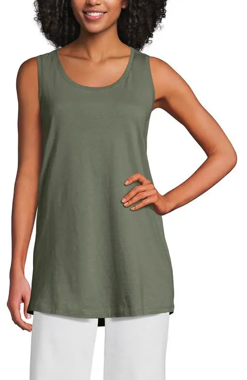 LANDS' END Supima Cotton Tunic Tank - Sage