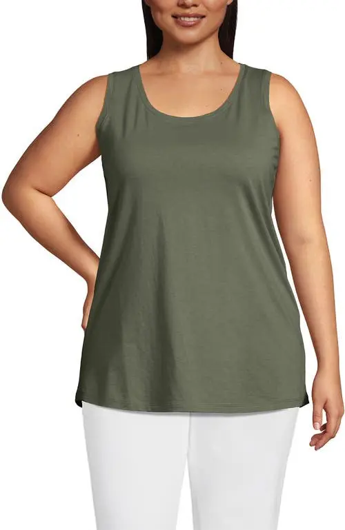 LANDS' END Supima Cotton Tunic Tank - Sage