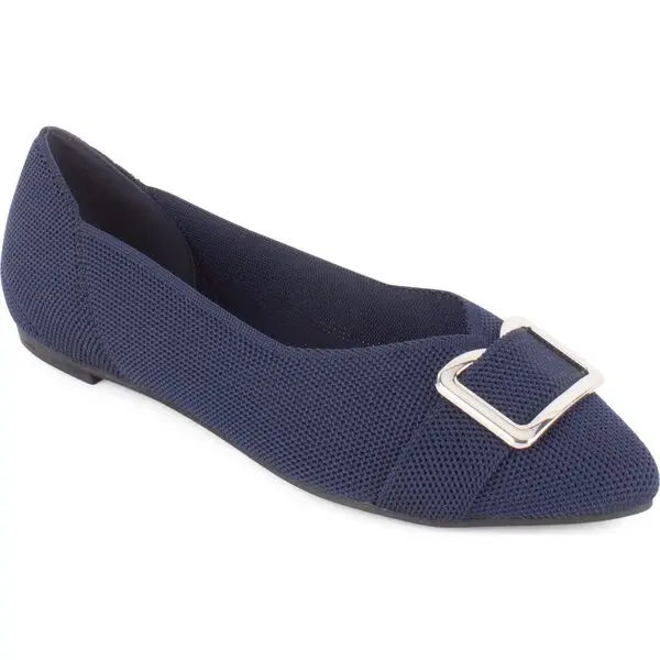Tahari Lucerne Pointed Toe Flat - Dark Navy