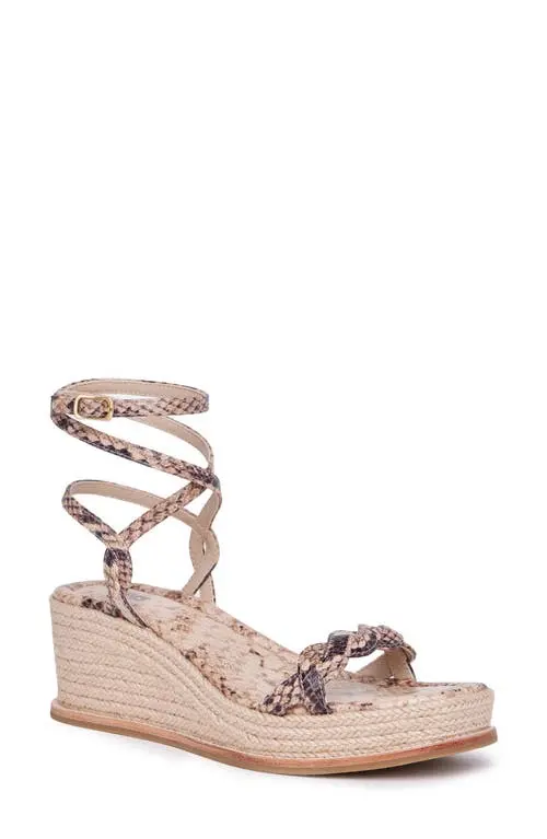 Paige Joanna Ankle Strap Platform Wedge Sandal - Tan Multi
