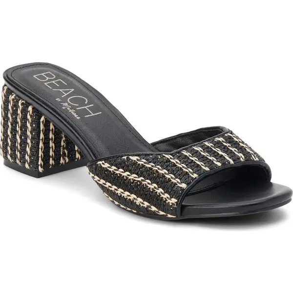 Matisse Birdie Block Heel Sandal - Black Multi Raffia