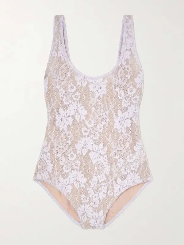 Zimmermann Corded Lace Bodysuit - Lilac
