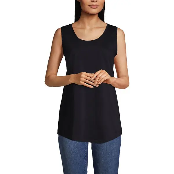LANDS' END Supima Cotton Tunic Tank Top - Black