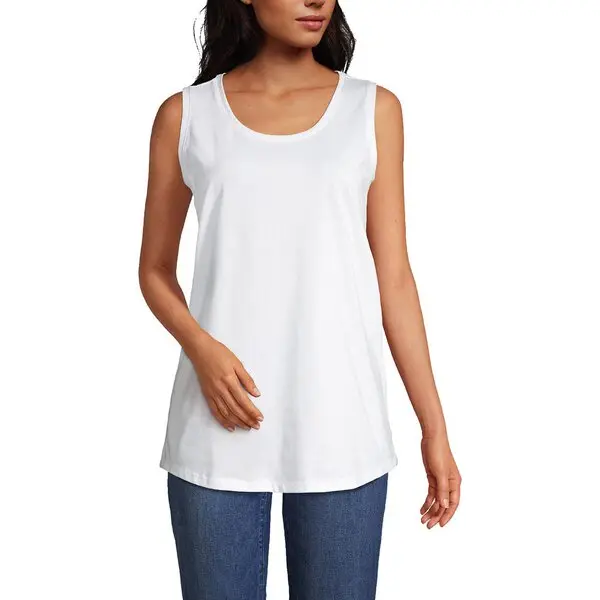 LANDS' END Supima Cotton Tunic Tank Top - White