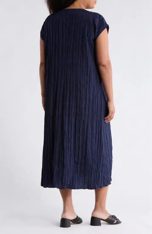 Eileen Fisher Cap Sleeve Silk Midi Dress