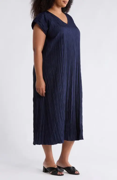 Eileen Fisher Cap Sleeve Silk Midi Dress