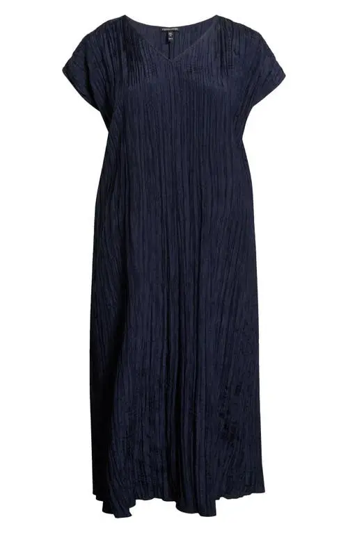 Eileen Fisher Cap Sleeve Silk Midi Dress