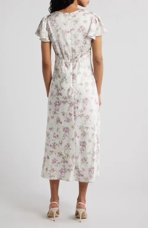 Lulus Floral Flutter Sleeve Maxi Dress