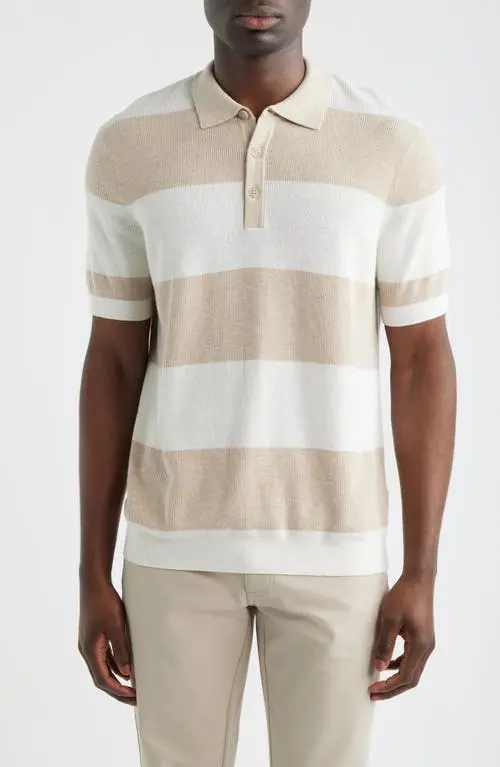 Scott Barber Stripe Rib Polo Sweater