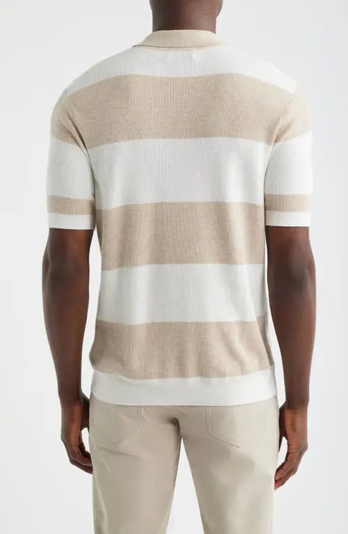 Scott Barber Stripe Rib Polo Sweater