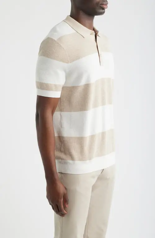 Scott Barber Stripe Rib Polo Sweater